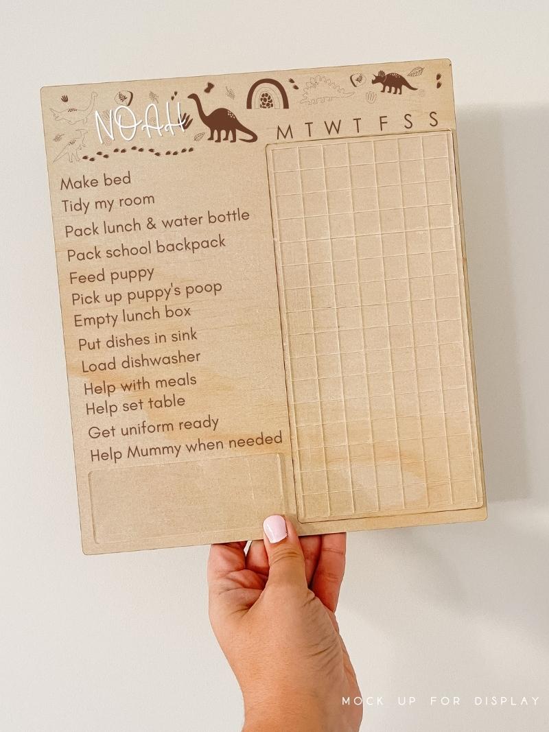 Weekly Chore Chart (Magnetic Customised) - Boho Dinosaurs