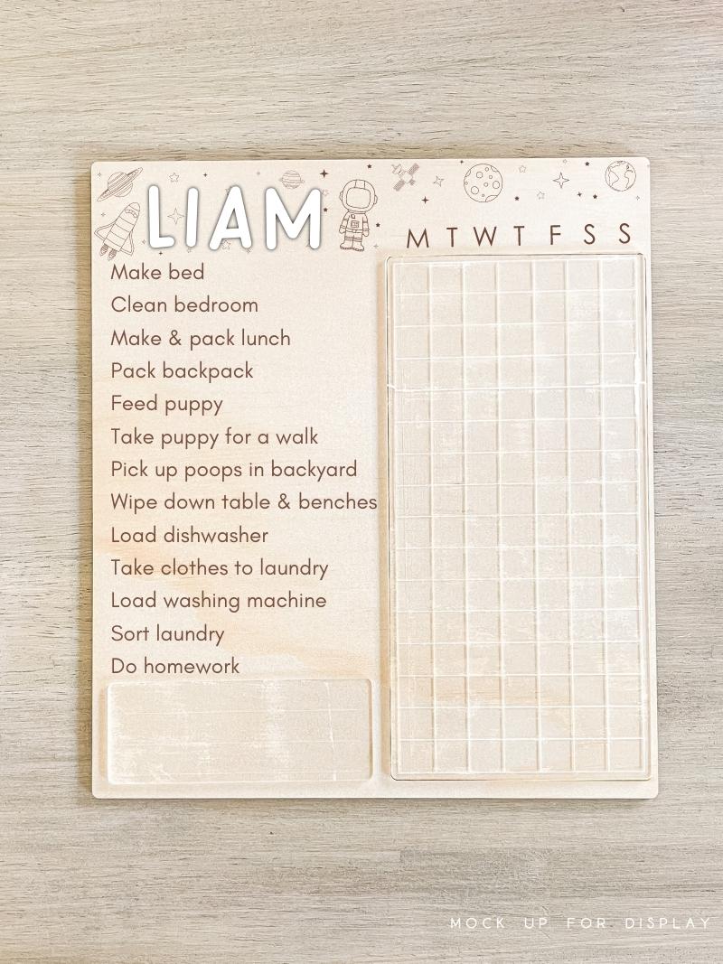 Weekly Chore Chart (Magnetic Customised) - Space