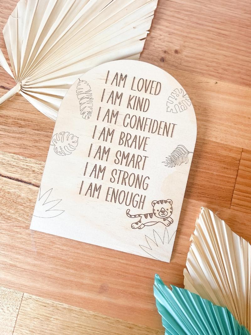 Kids Affirmation Plaque (Safari) - With Stand