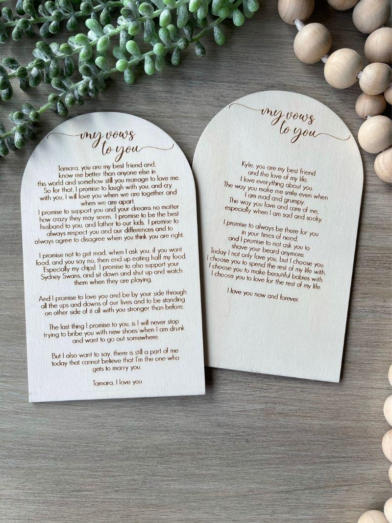 Engraved Vow and Promises Double Plaque Set