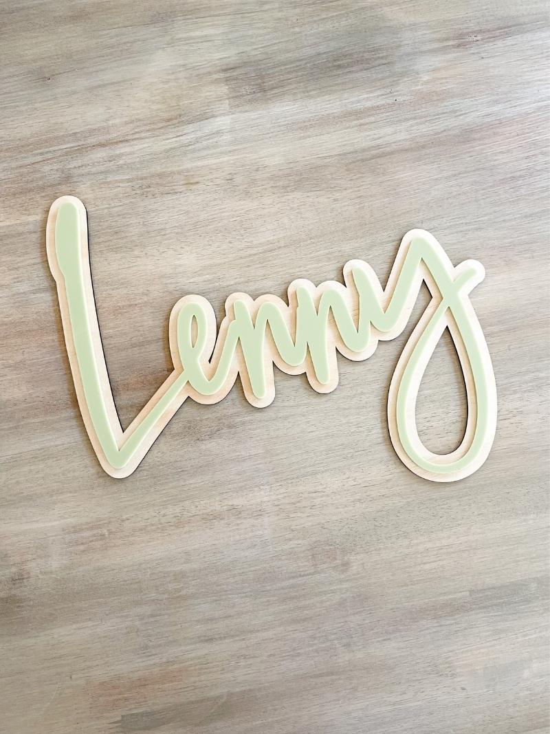 Wood and Acrylic Double Layer Name Sign
